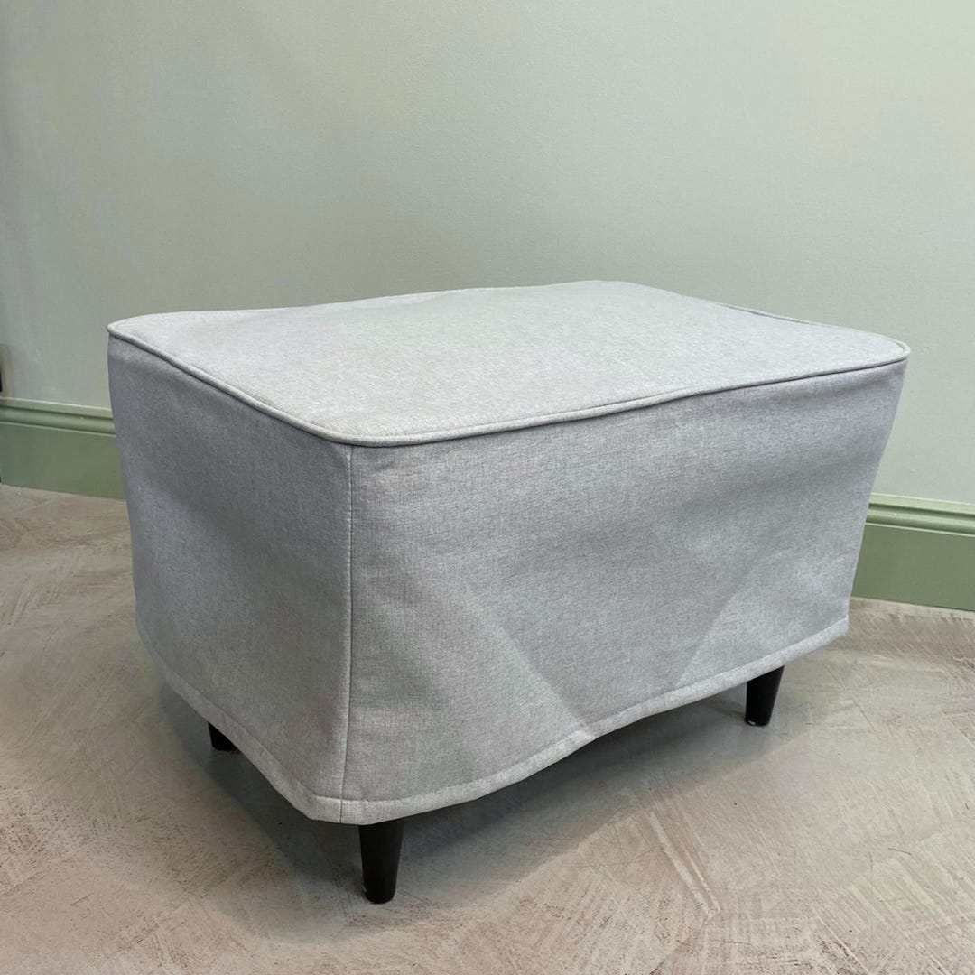 STRANDMON Footstool Cover, Handmade Natural Linen Slipcover - Custom ...