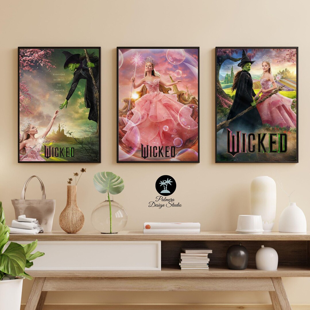 Wicked Movie Poster Set | 3 Digital Prints | Wicked Wall Decor ...
