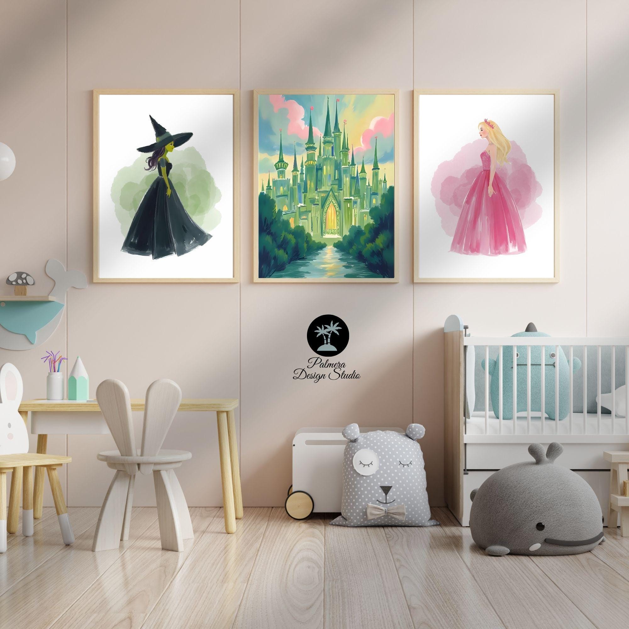 Wicked Nursery Poster Set: Elphaba & Glinda Broadway Art (digital ...