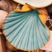 Hand Painted Scallop Shell Trinket Dish Pearly Aqua With Gold - Etsy