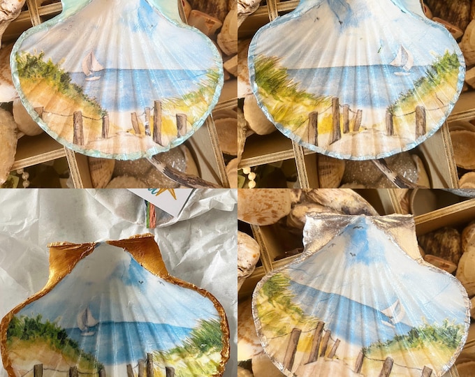 Various Ocean/sea Creature Designs Decoupage Large Scallop Shell Dishes ...
