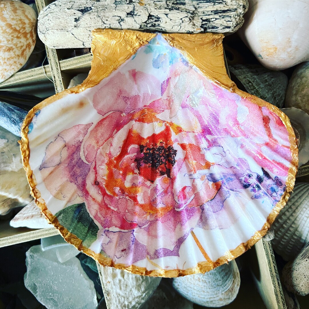 Shell Trinket Dish Peony Birth Flower November - Etsy