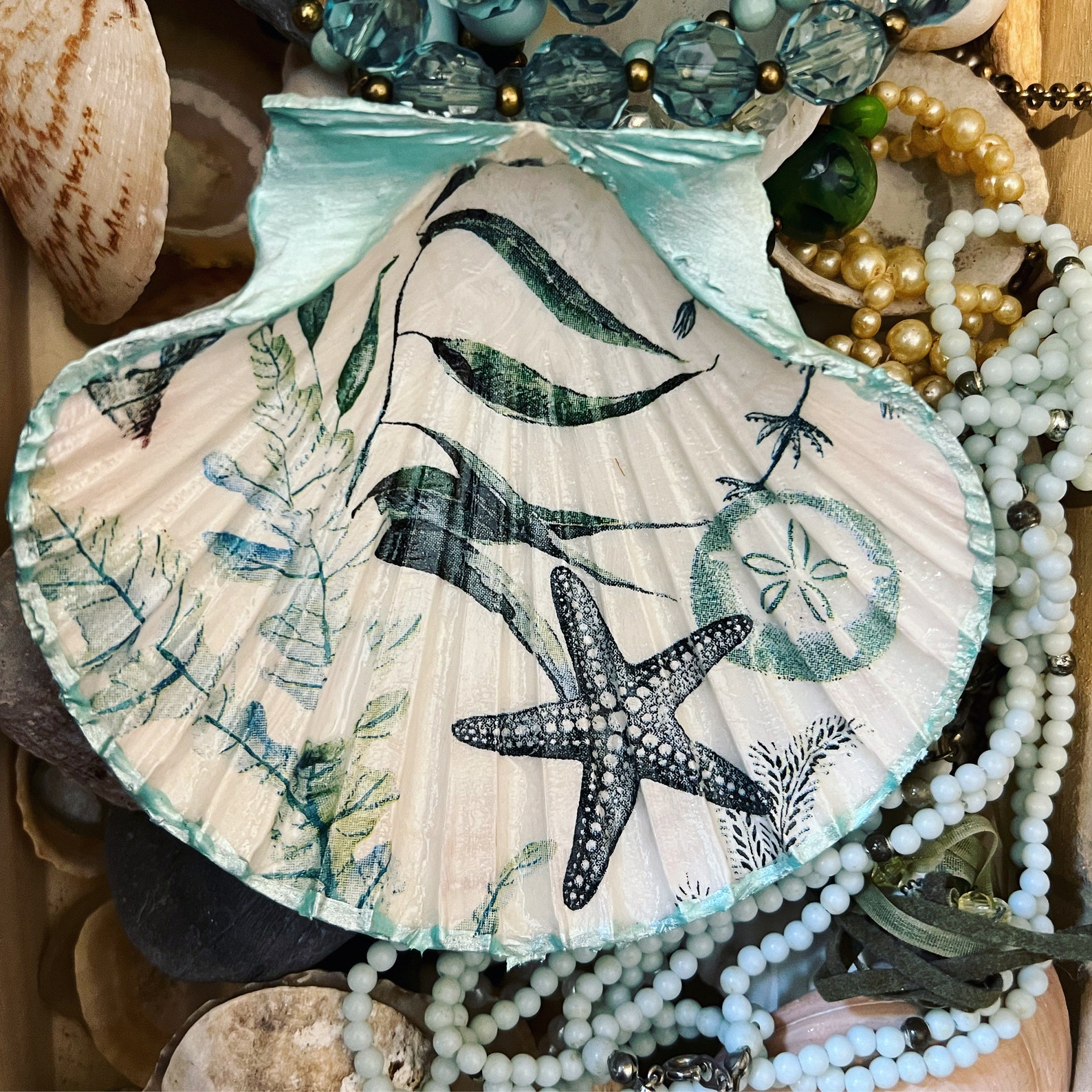 Freepost to UK Shell Trinket Dish Sealife Design Choice of Finish 11 ...