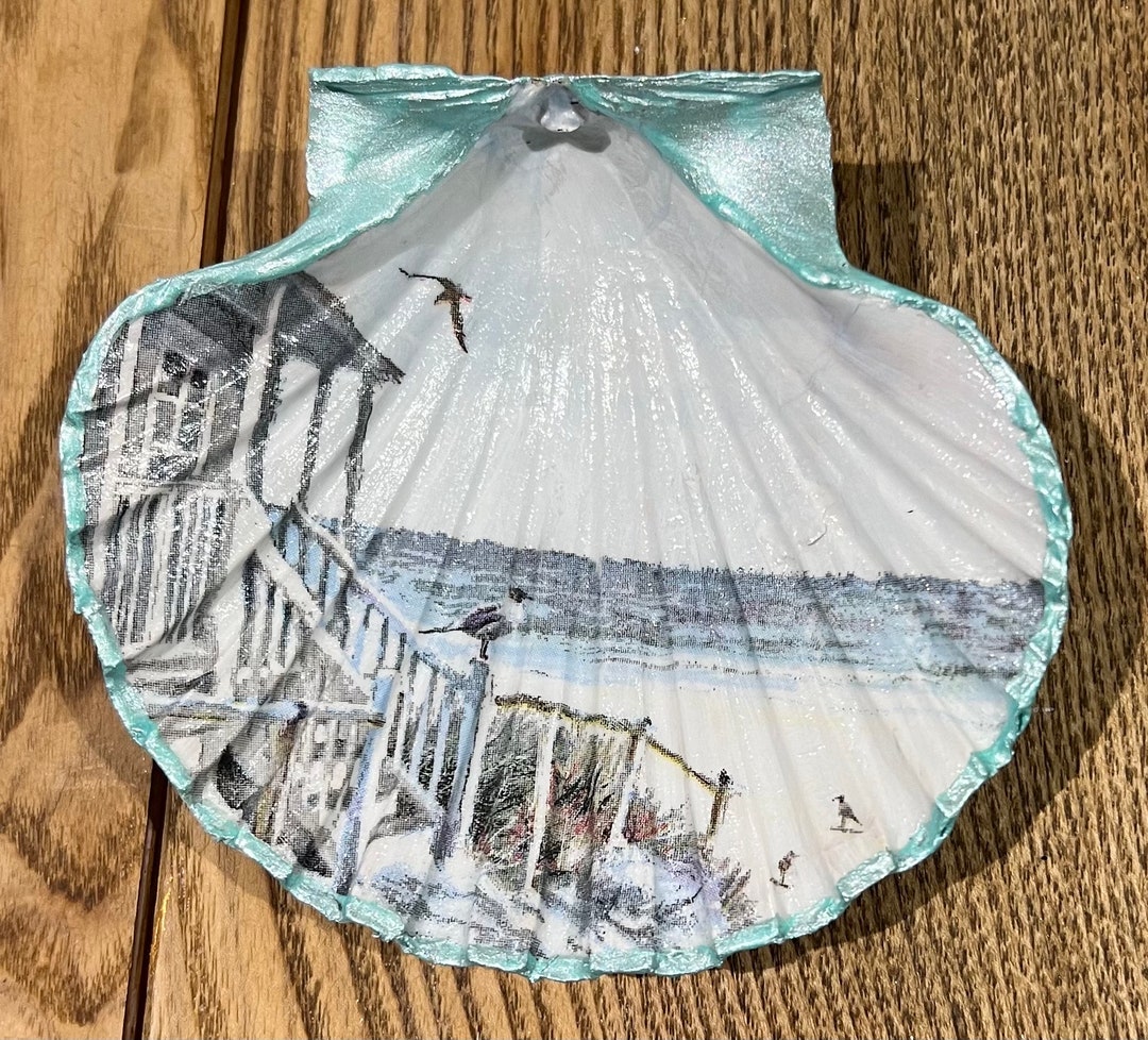 Freepost to UK Beach Scene Shell Trinket Dish Decoupage Choice of ...