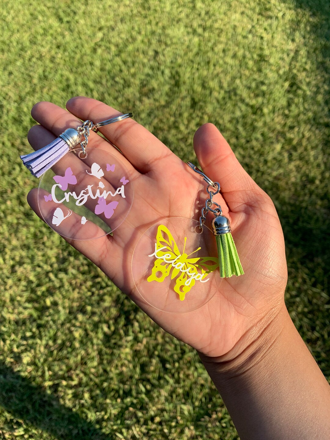 Personalized Acrylic Keychain,name Keychain, Butterfly Keychain, Cute ...