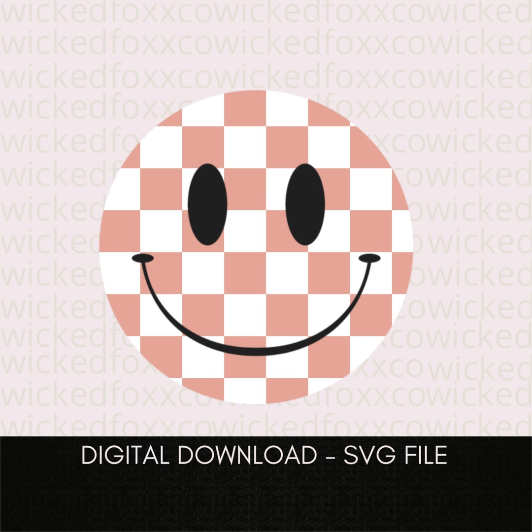 Checkered Smiley Face SVG, Happy Face, Retro SVG, Trendy Retro, Self ...