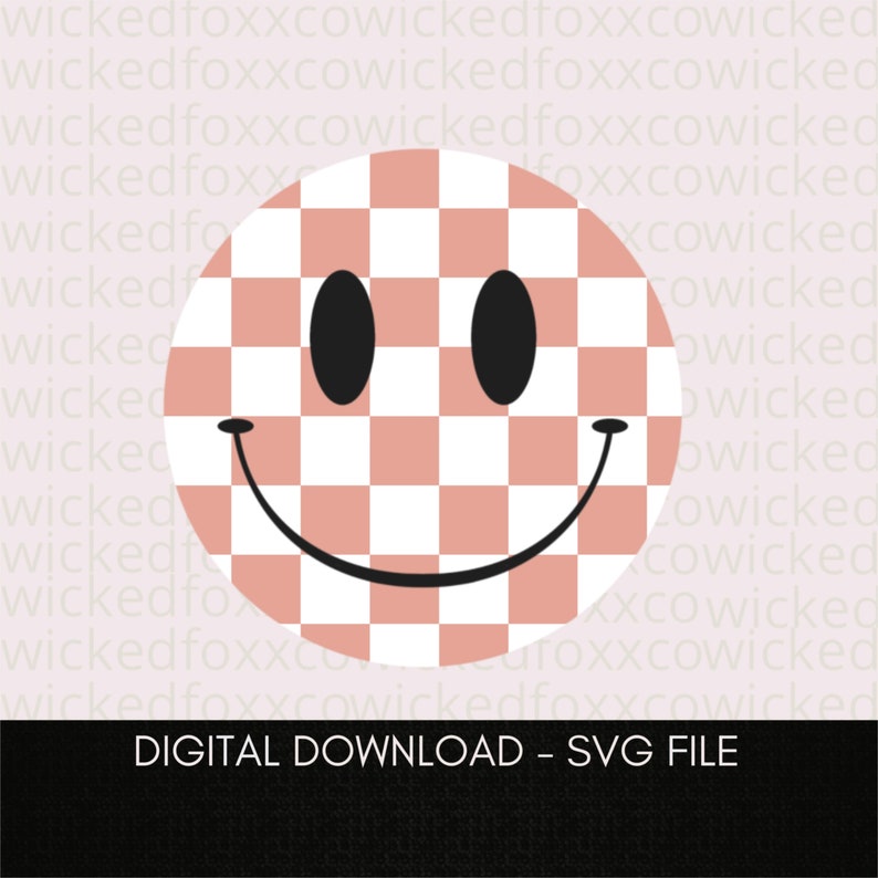 Checkered Smiley Face SVG Happy Face Retro SVG Trendy - Etsy