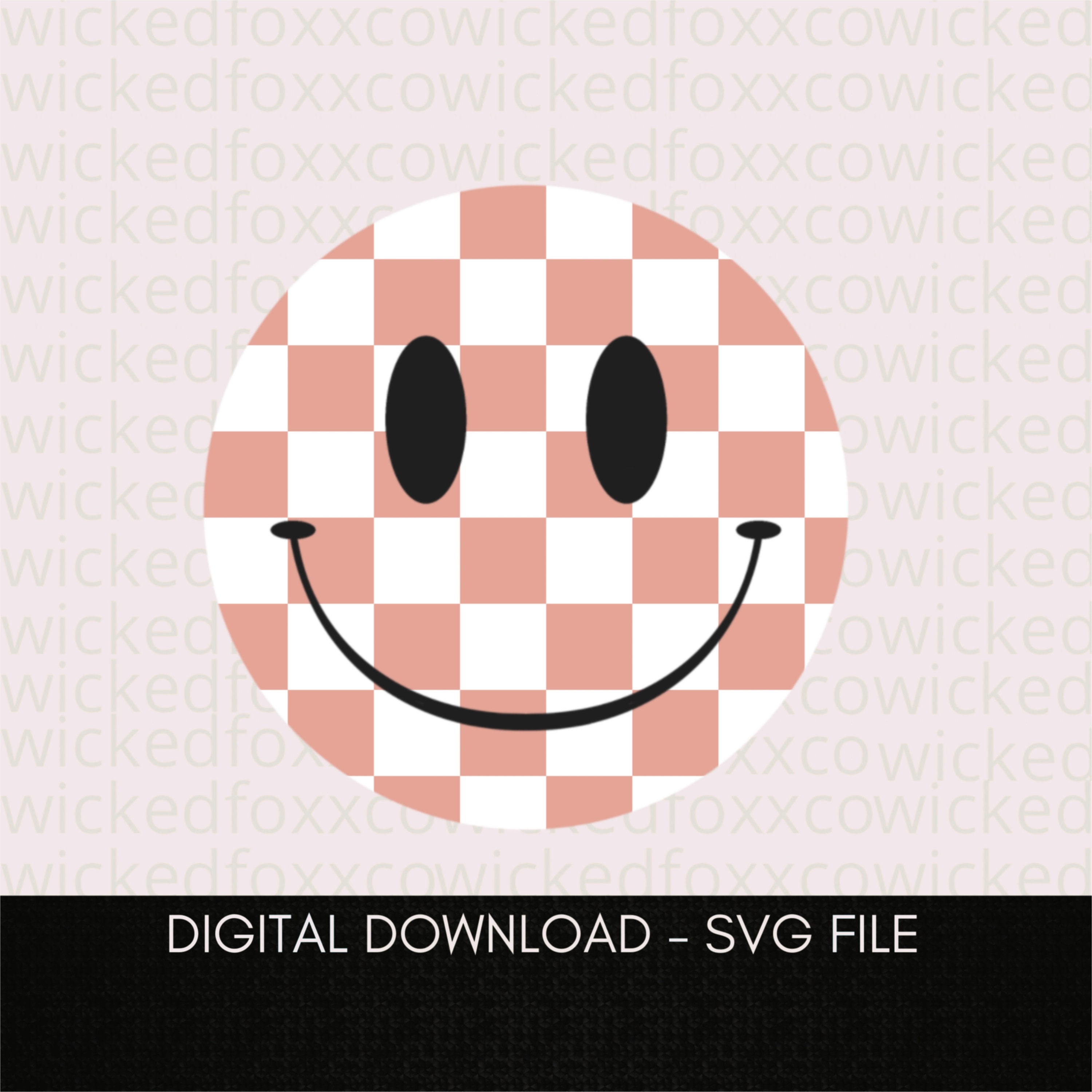 Checkered Smiley Face SVG, Happy Face, Retro SVG, Trendy Retro, Self ...