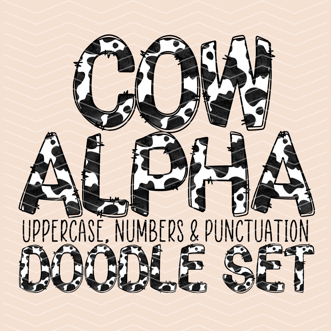 Cow Hide Doodle Letters, Cow Print PNG Doodle Letters, Hand Drawn ...