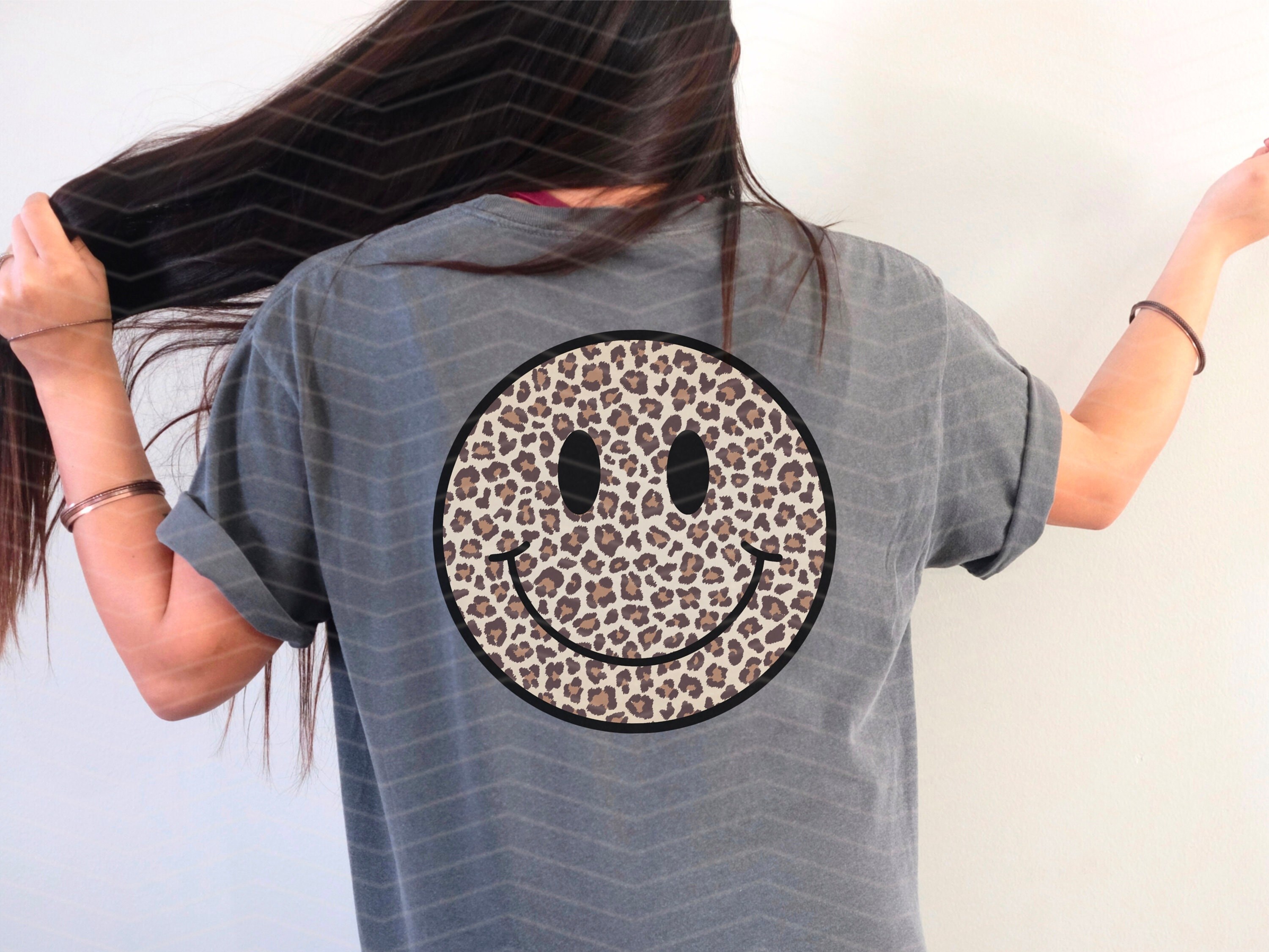 Retro Smile Face PNG, Leopard Smile Face PNG, Smile Face Sublimation ...