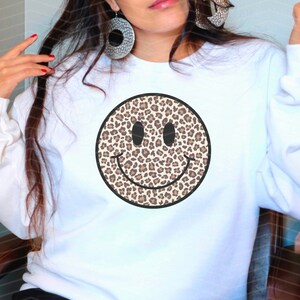 Retro Smile Face PNG, Leopard Smile Face PNG, Smile Face Sublimation ...