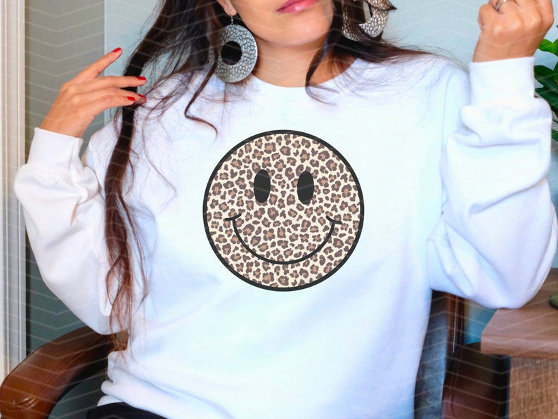 Retro Smile Face PNG, Leopard Smile Face PNG, Smile Face Sublimation ...