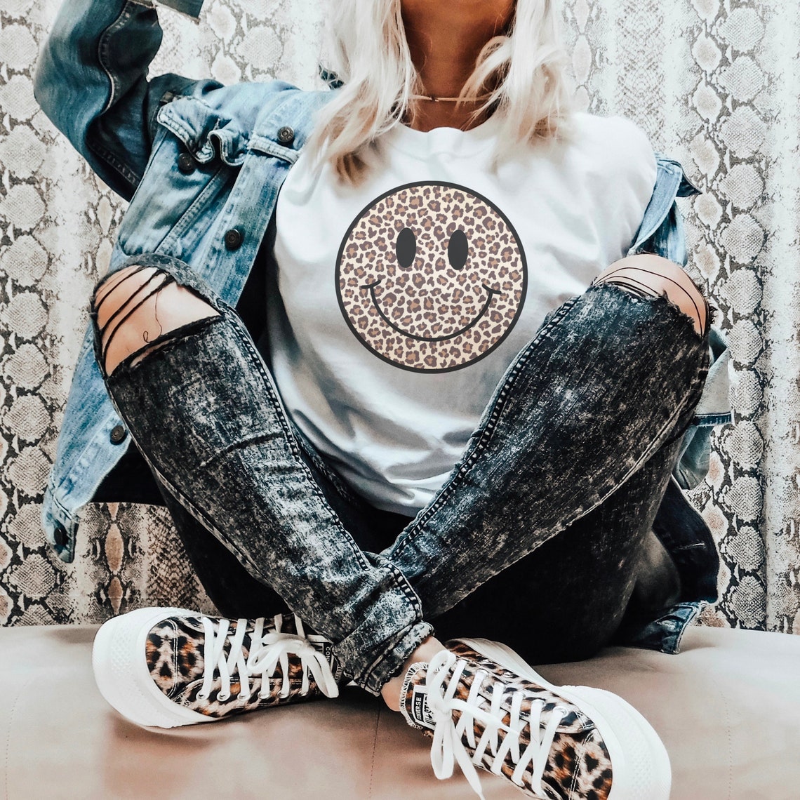 Retro Smile Face PNG, Leopard Smile Face PNG, Smile Face Sublimation ...