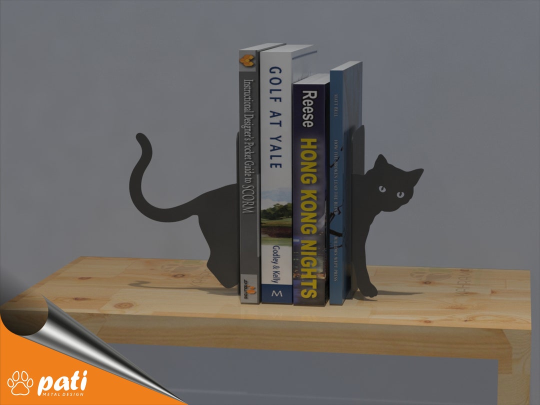 Cute Cat Metal Bookend, Animal Bookends, Book Support, Sujetalibros ...