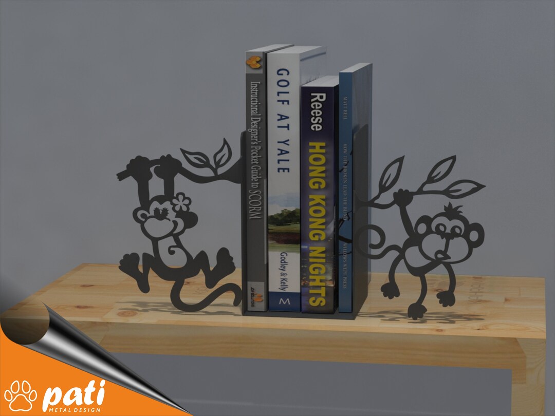 Cute Monkey Bookend, Animal Bookends, Sujetalibros, Metal Book Ends ...