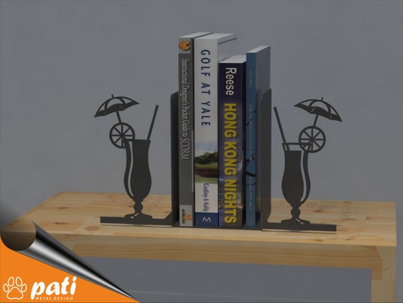 Cocktail Metal Bookend Kitchen Bookends Book Support Juice - Etsy