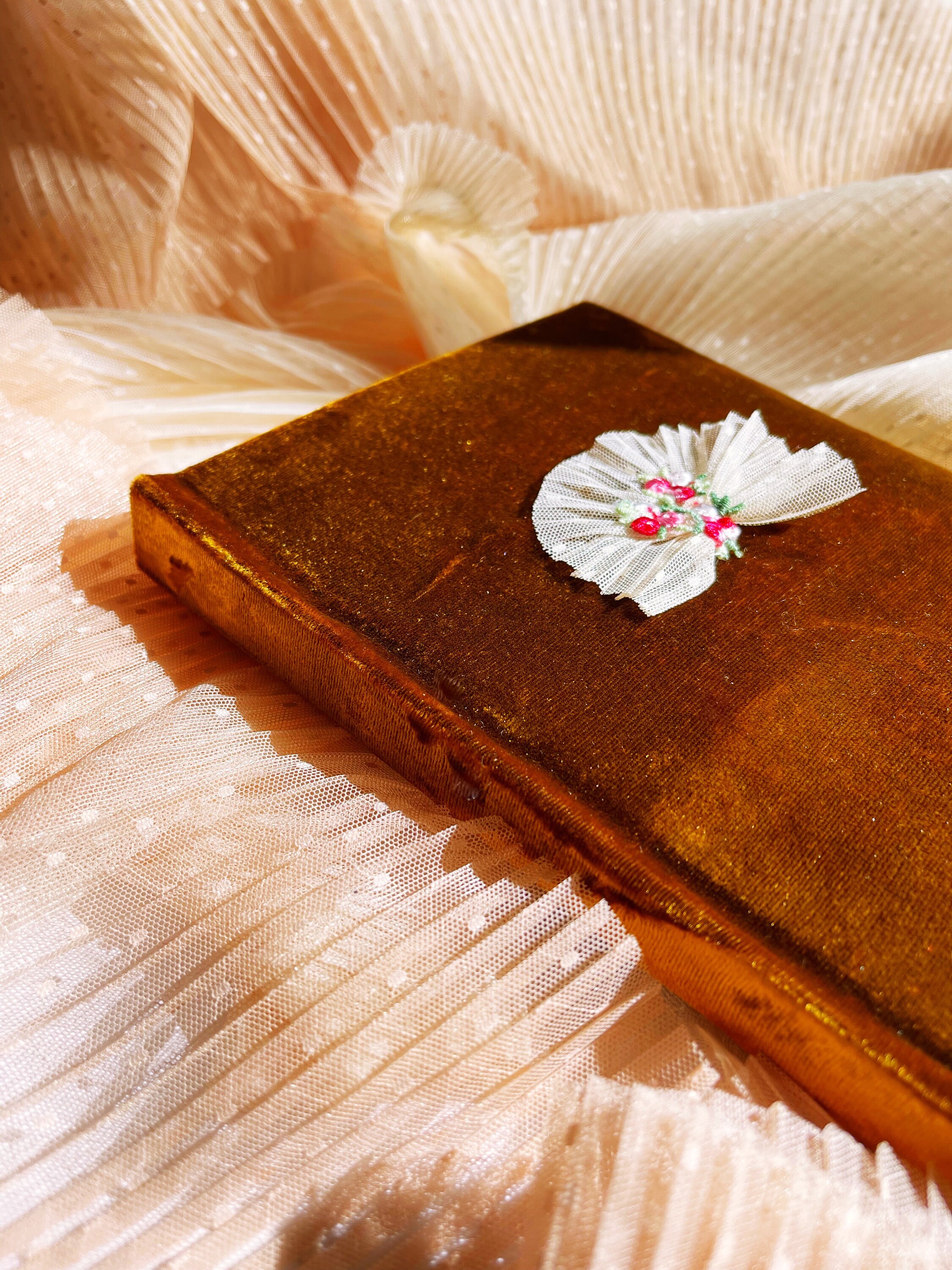 Golden Brown Silk Velvet Fabric Covered Journal Notebook | Etsy