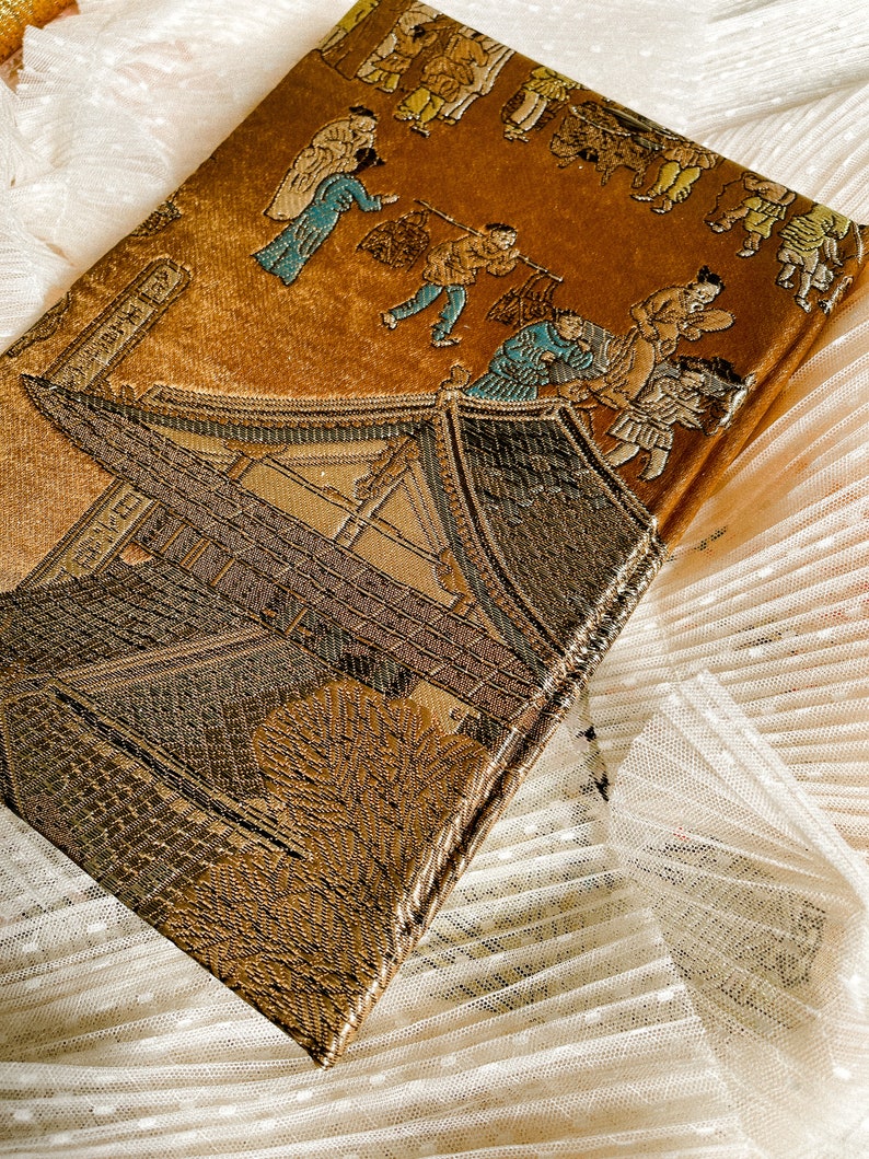 Chinoiserie Brocade Fabric Covered Journal Notebook Hardcover Diary ...