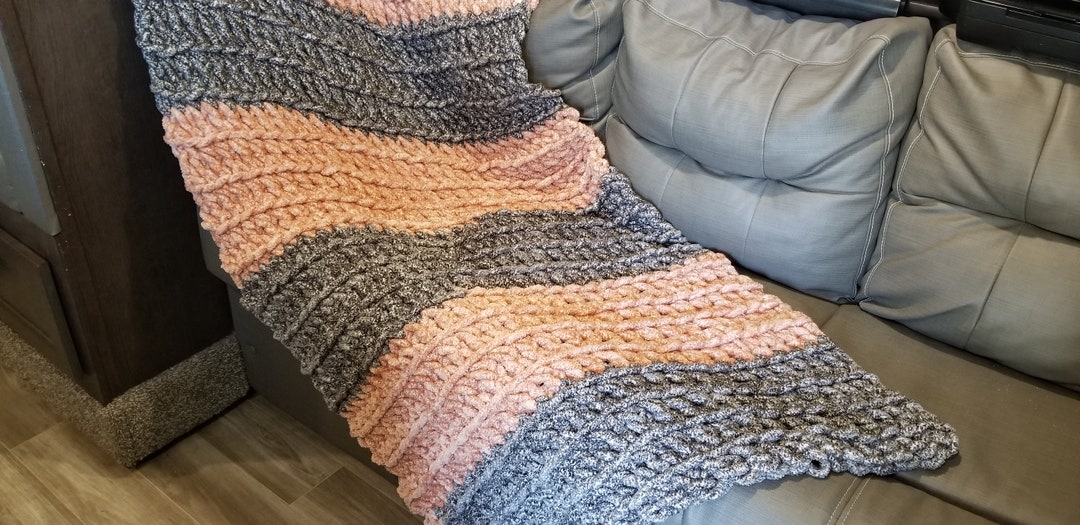 Hand-made Blanket Throw Finger Crochet Knit Super Soft Afghan Cover ...
