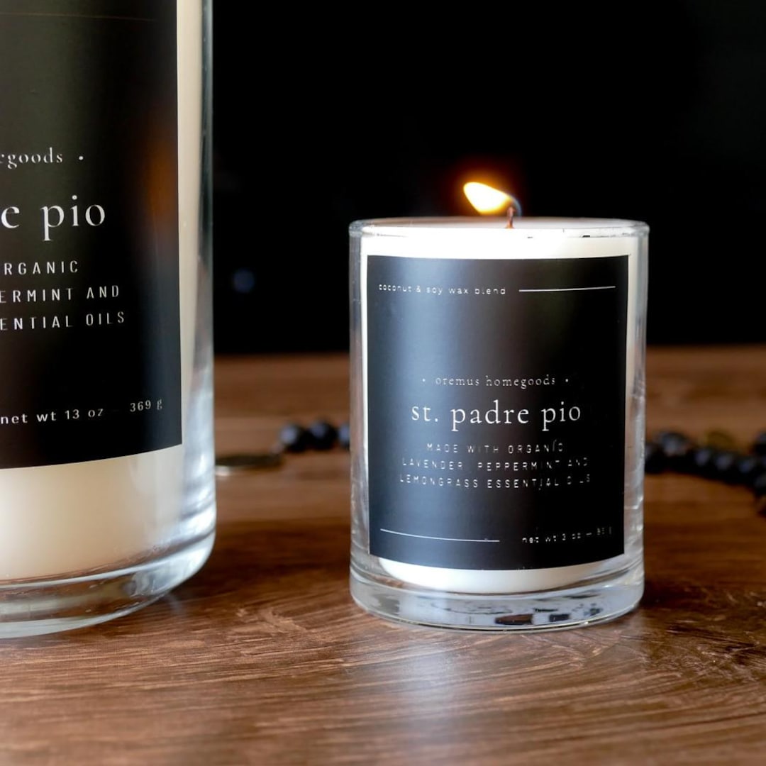 St. Padre Pio 3oz Candle: Coconut Soy Wax With Lavender, Peppermint ...