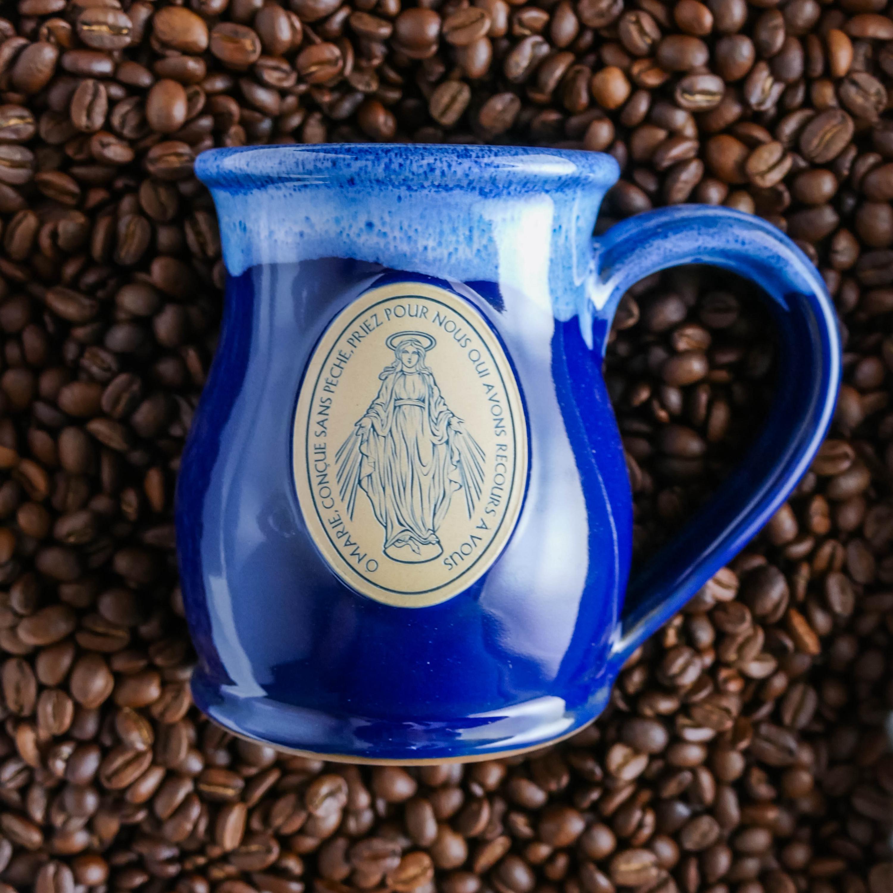 Miraculous Medal Tall Belly Mug in Navy Blue - Etsy