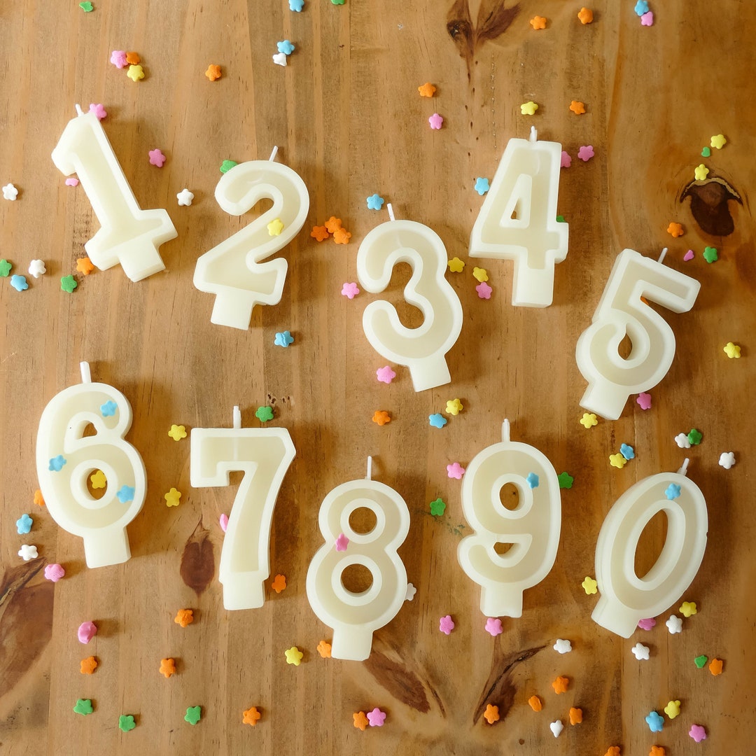 White Beeswax Number Candles - Etsy