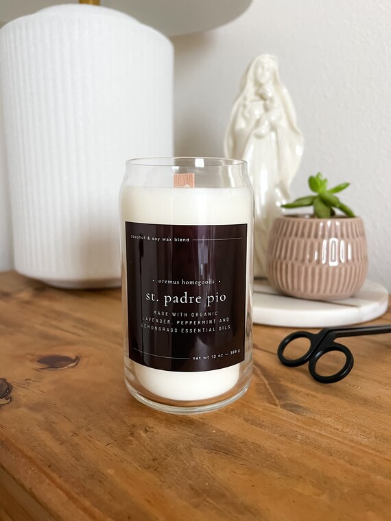 St. Padre Pio 13oz Candle Coconut and Soy Wax Blend With - Etsy