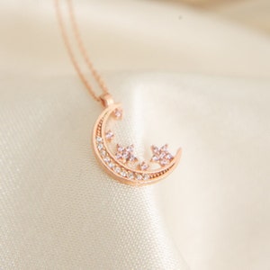 Sterling Silver Moon and Stars Pendant Necklace for Women - Celestial ...
