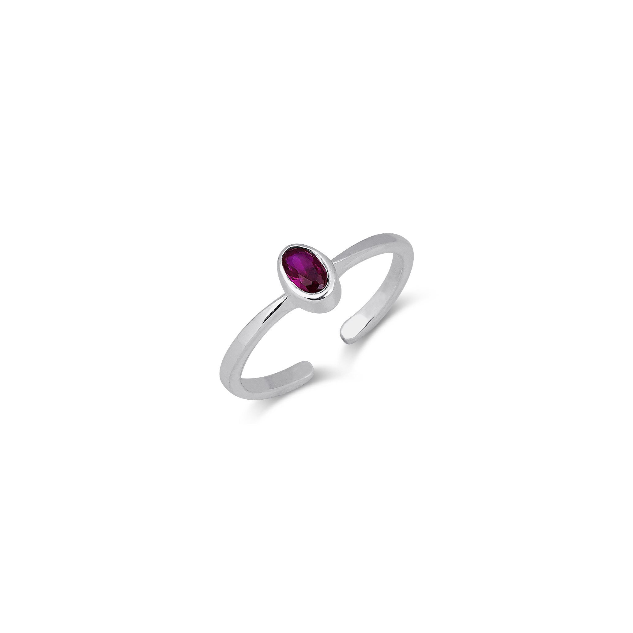 Simple & Chic Ruby Birthstone Stacking Ring - Oval Stone Silver Ring ...