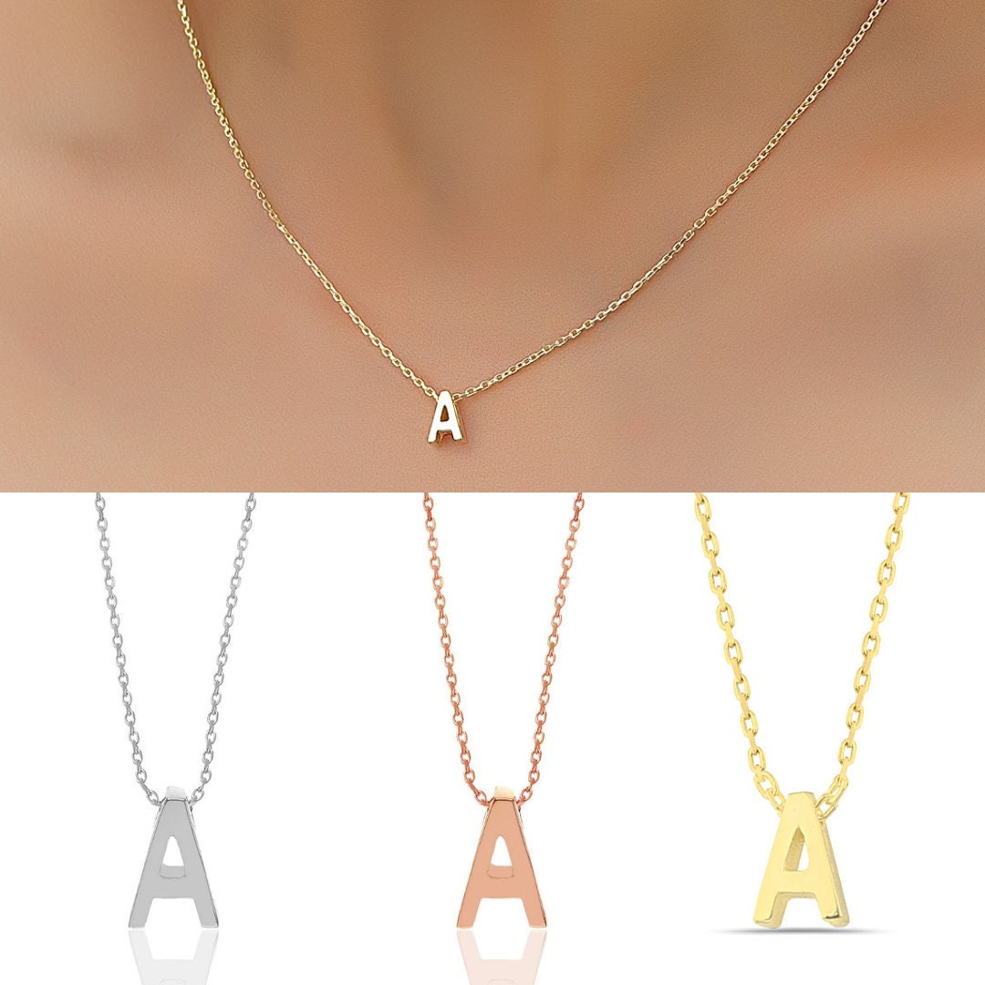 Customized Initial Necklace, Personalized Letter Necklace, Gold/silver ...