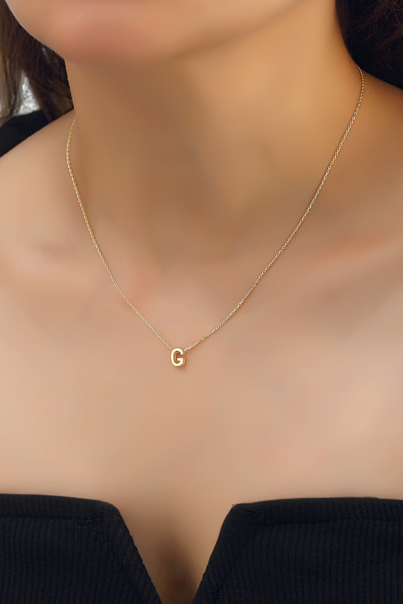 Personalized Initial Necklace, Customized Letter Necklace, Gold Color ...