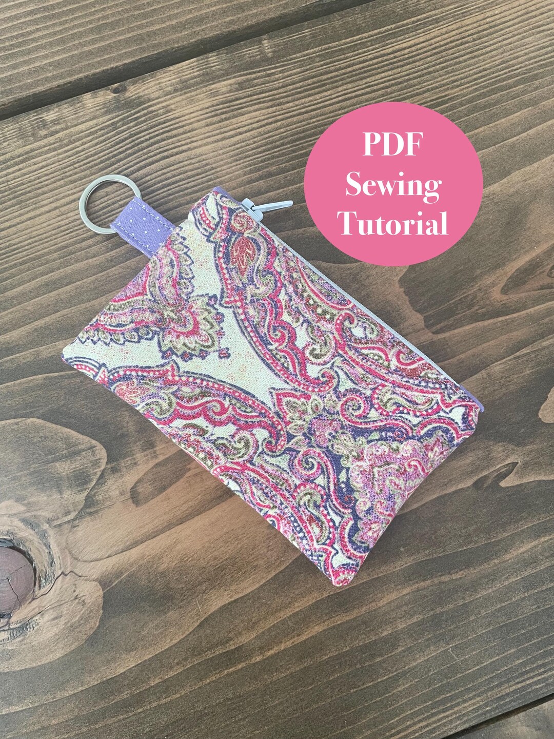 Zipper Coin Pouch Sewing Tutorial: Lined Key Ring Pouch (PDF Download ...