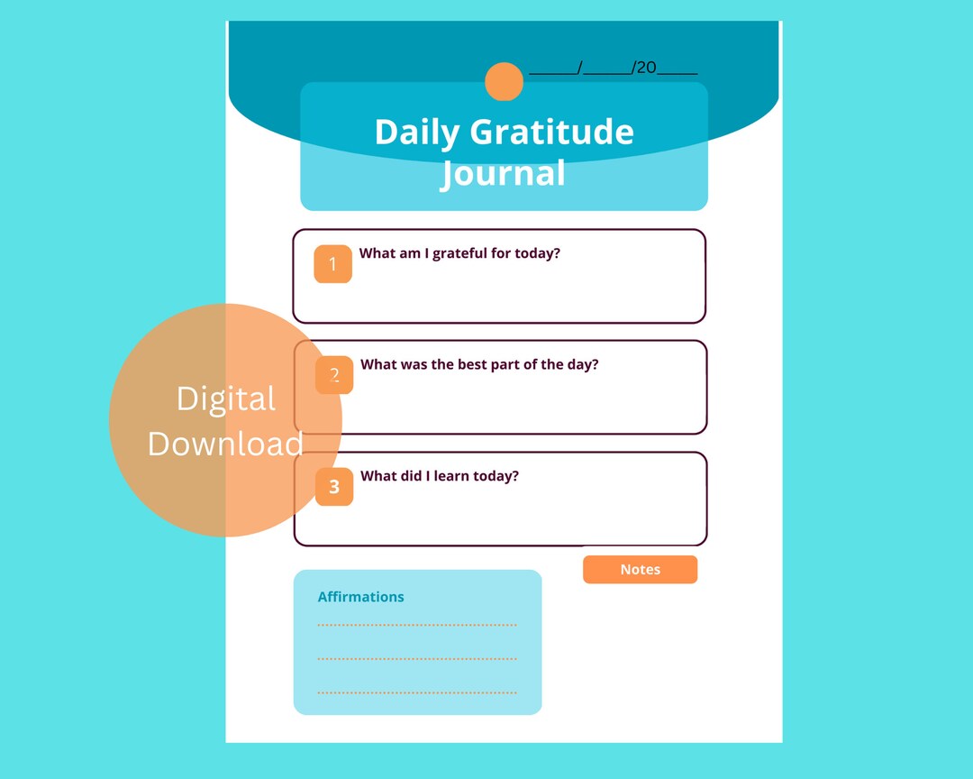 Daily Gratitude Journal Page Download / Gratitude Journal Printable ...