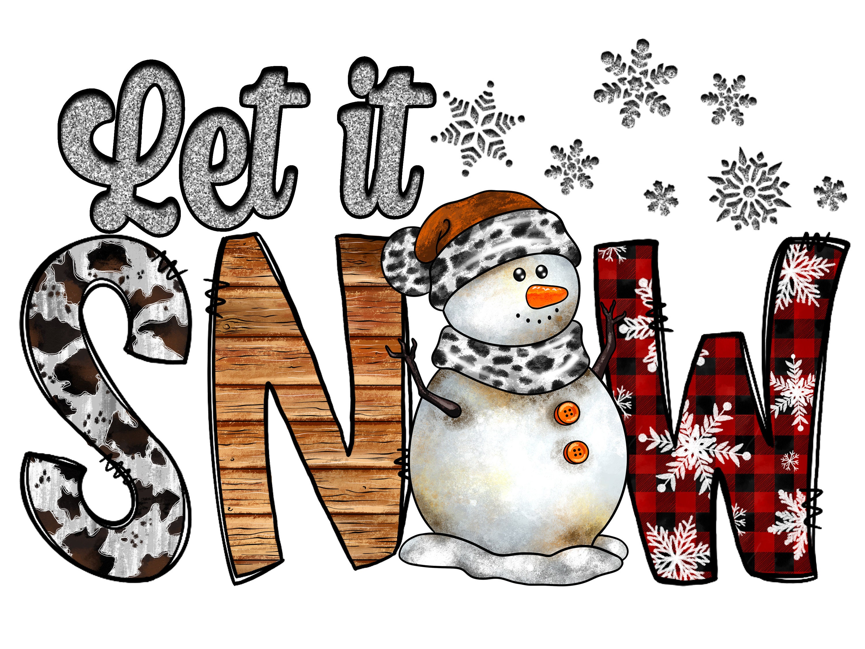 Ready to Press Let It Snow DTF Print Transfer, Heat Transfer for T ...
