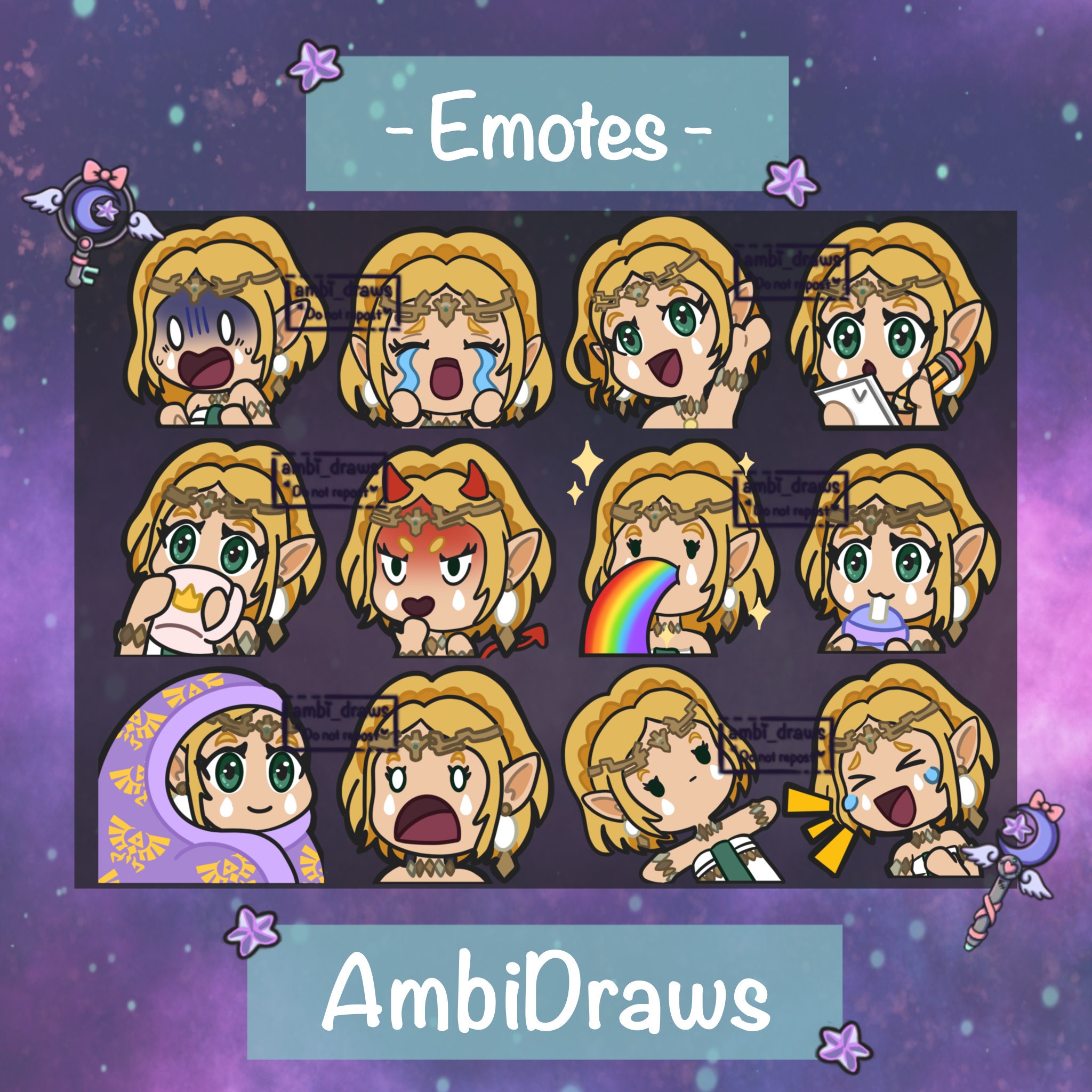 Chibi Zelda Emotes | TOTK | P2U Twitch/discord - Kawaii - Etsy