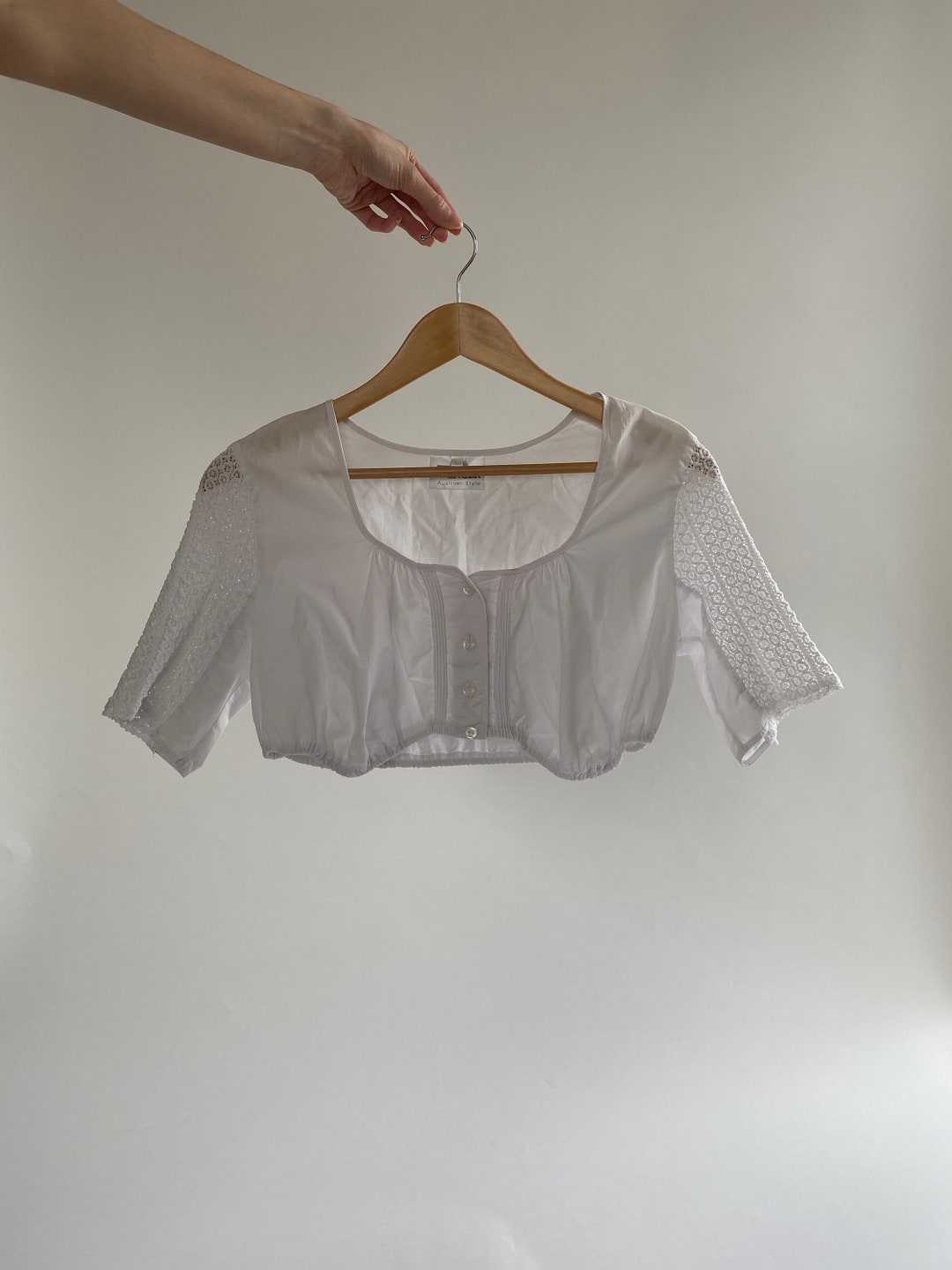 Vintage White Dirndl Milkmaid Cropped Top Size M/L - Etsy