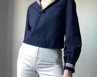 Vintage Japanese Navy Seifuku School Uniform Sailor Top Size S - Etsy