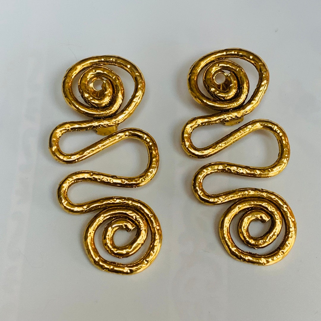 Huge CHRISTIAN LACROIX Gold Scroll Design Earrings France - Etsy