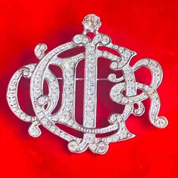 CHRISTIAN DIOR Logo Monogram Crystal Brooch Pin Germany | Etsy