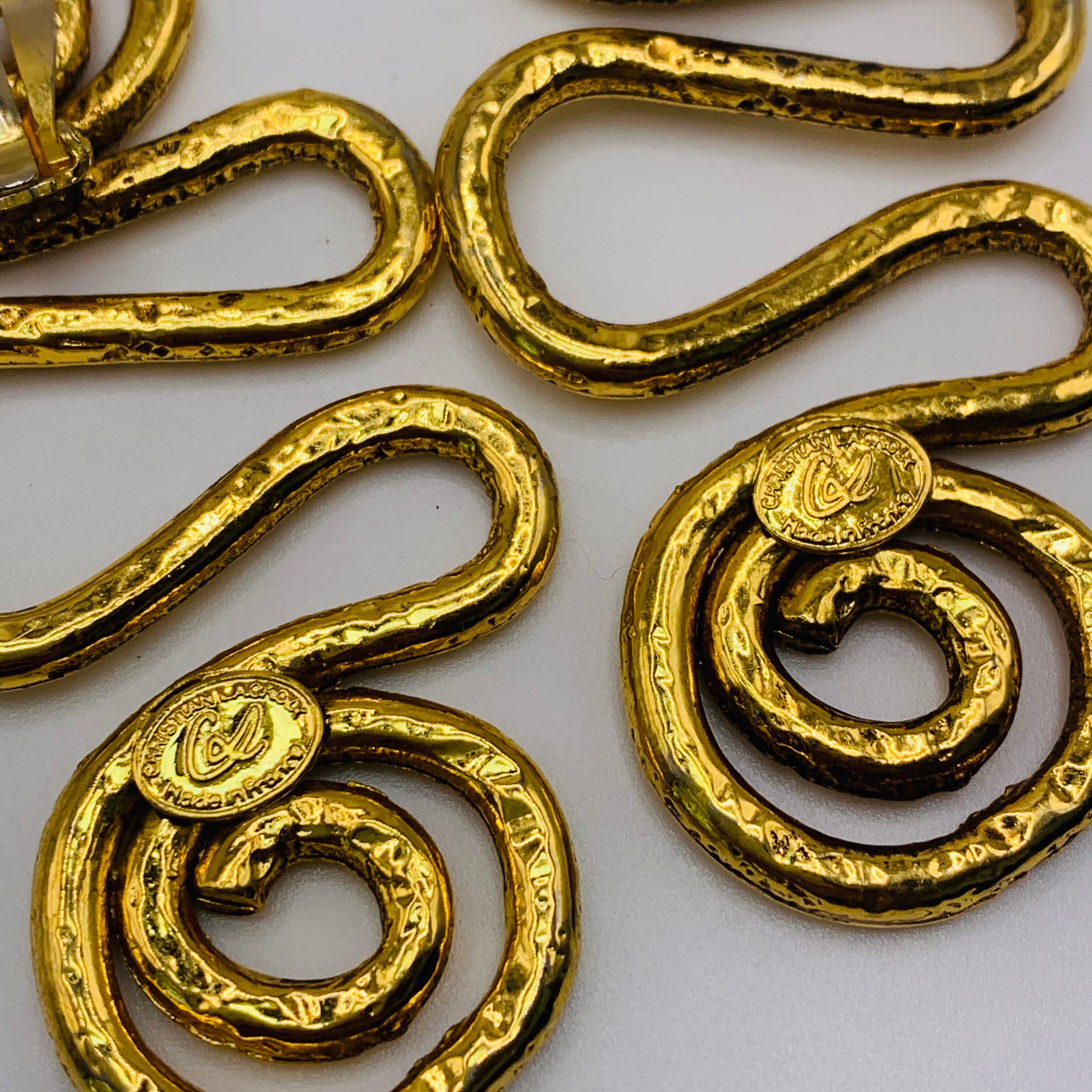 Huge CHRISTIAN LACROIX Gold Scroll Design Earrings France - Etsy UK