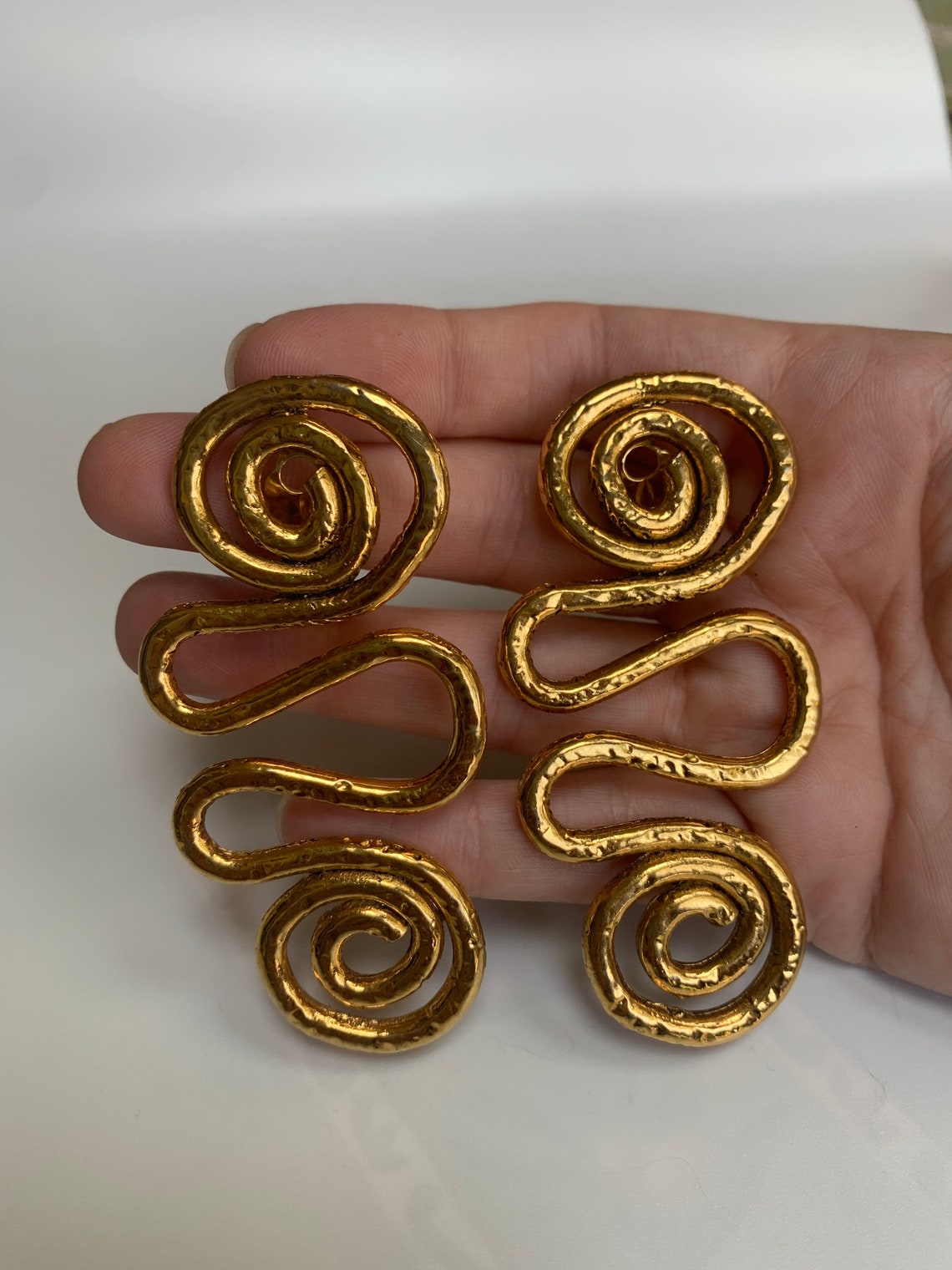 Huge CHRISTIAN LACROIX Gold Scroll Design Earrings France - Etsy UK