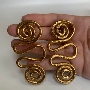 Huge CHRISTIAN LACROIX Gold Scroll Design Earrings France - Etsy