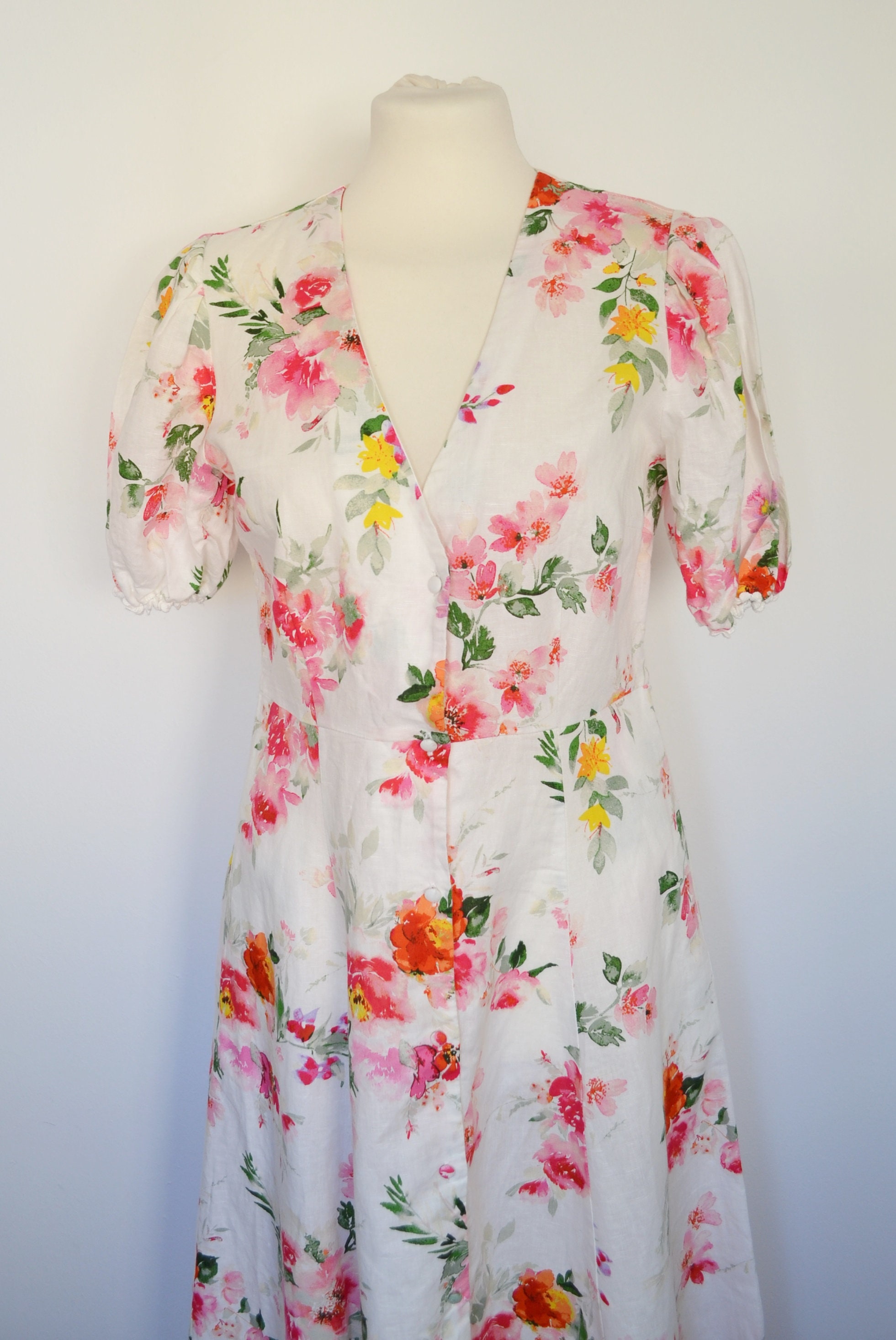 Zara Ecru Long Floral Linen Blend Dress, Summer Flower Dress - Etsy