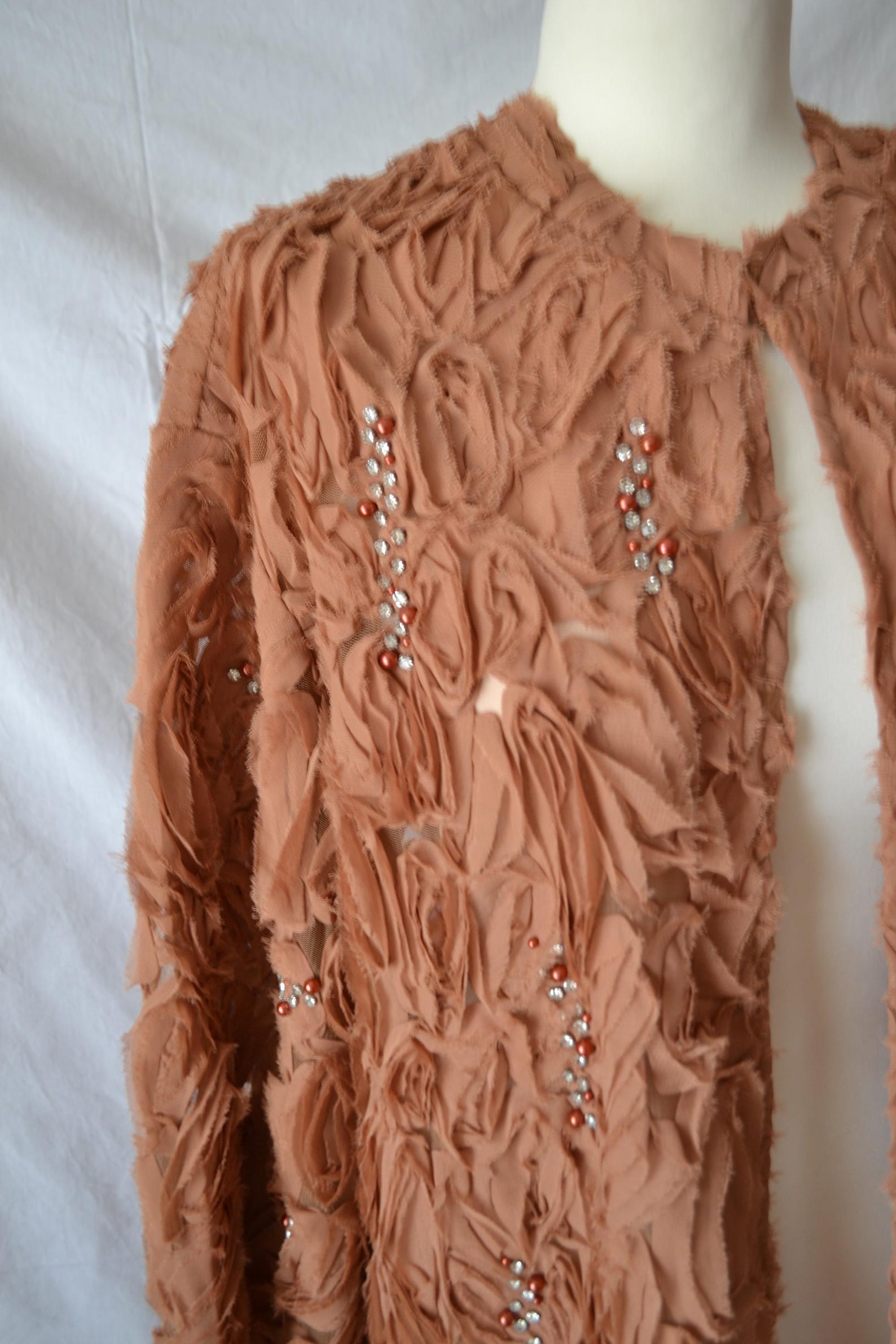 Ochre Textured Coat With Faux Pearls and Beading, Zara Coat - Etsy