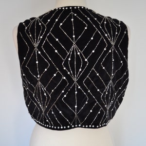 Zara Black Velvet Waistcoat With Rhinestones - Etsy