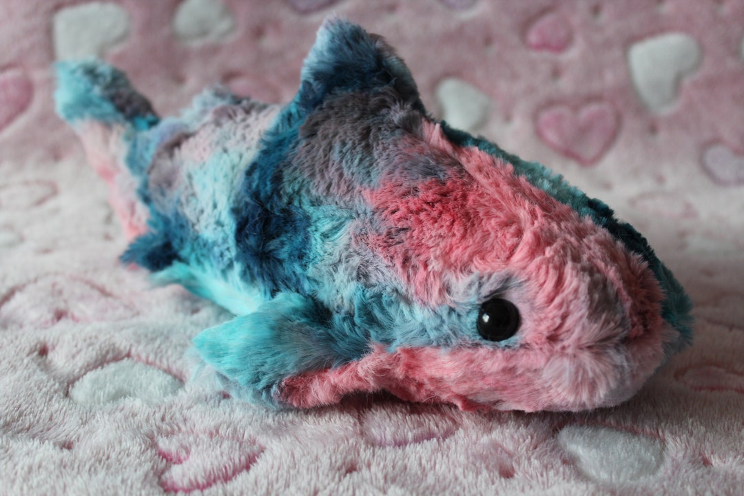 Cotton Candy Pink & Blue Whale Shark Plush Toy, Fluffy + Soft Plushie ...