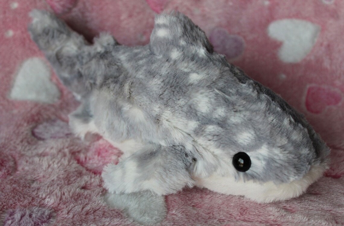 Icy Snow Whale Shark Plush Toy, Silver Fawn and White Fabric Plushie ...