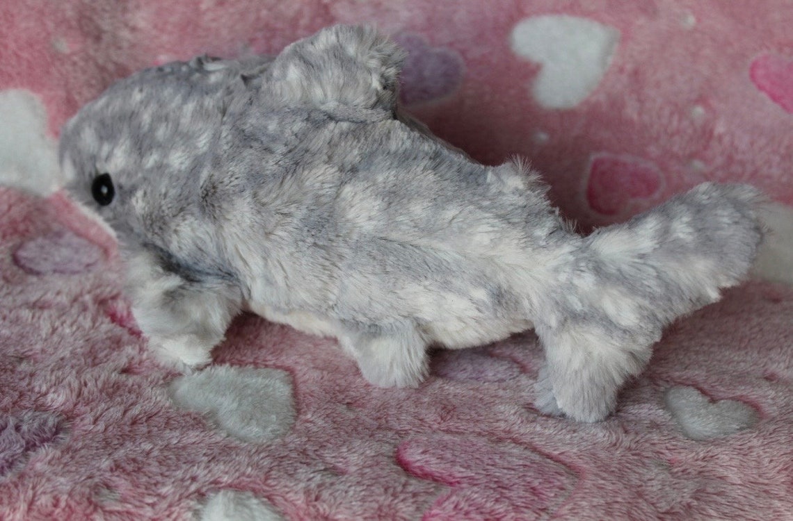 Icy Snow Whale Shark Plush Toy, Silver Fawn and White Fabric Plushie ...