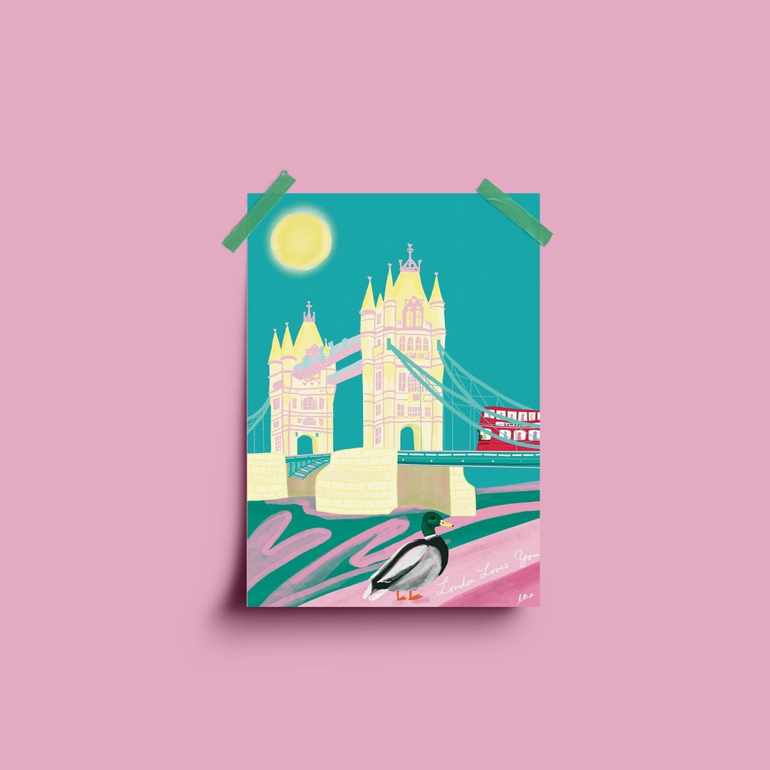 London Art Print - A4, Tower Bridge, London Wall Art, England, Travel ...
