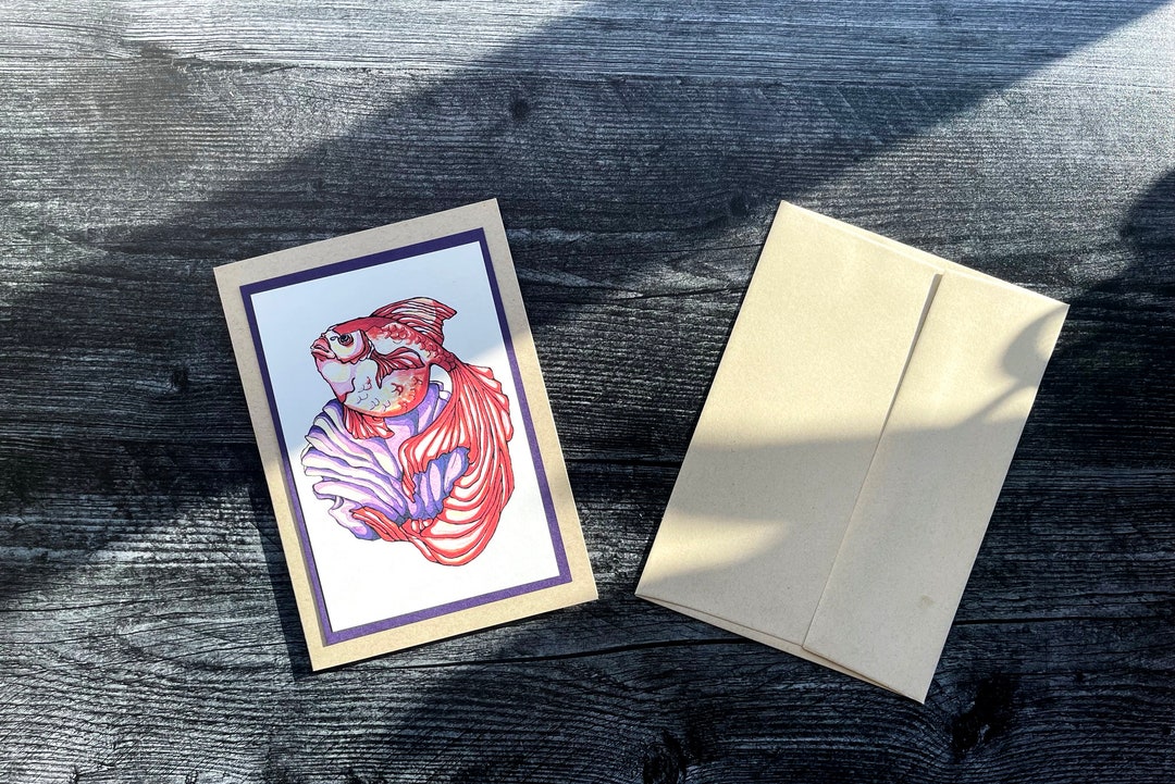Goldfish Greeting Card, Beach Lover Birthday Card for Her, Sea Life ...